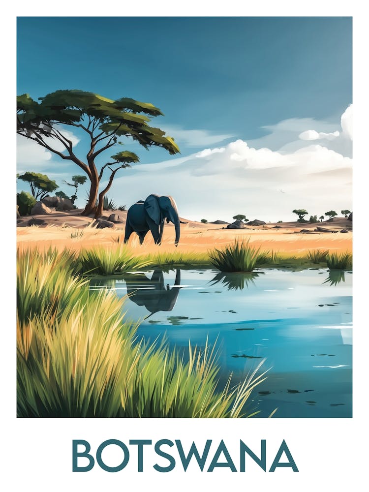 Affiche de voyage Botswana Art Print by Frame the World – Fy!