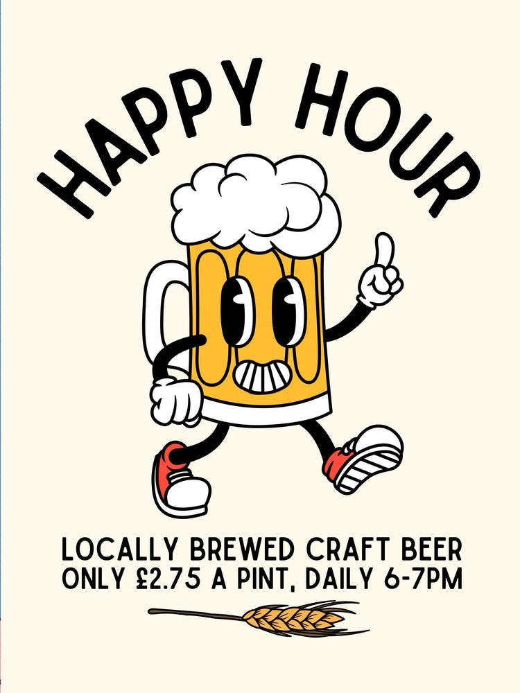 Happy Hour Retro Character Art Print by Mother and Sun Studio – Fy!