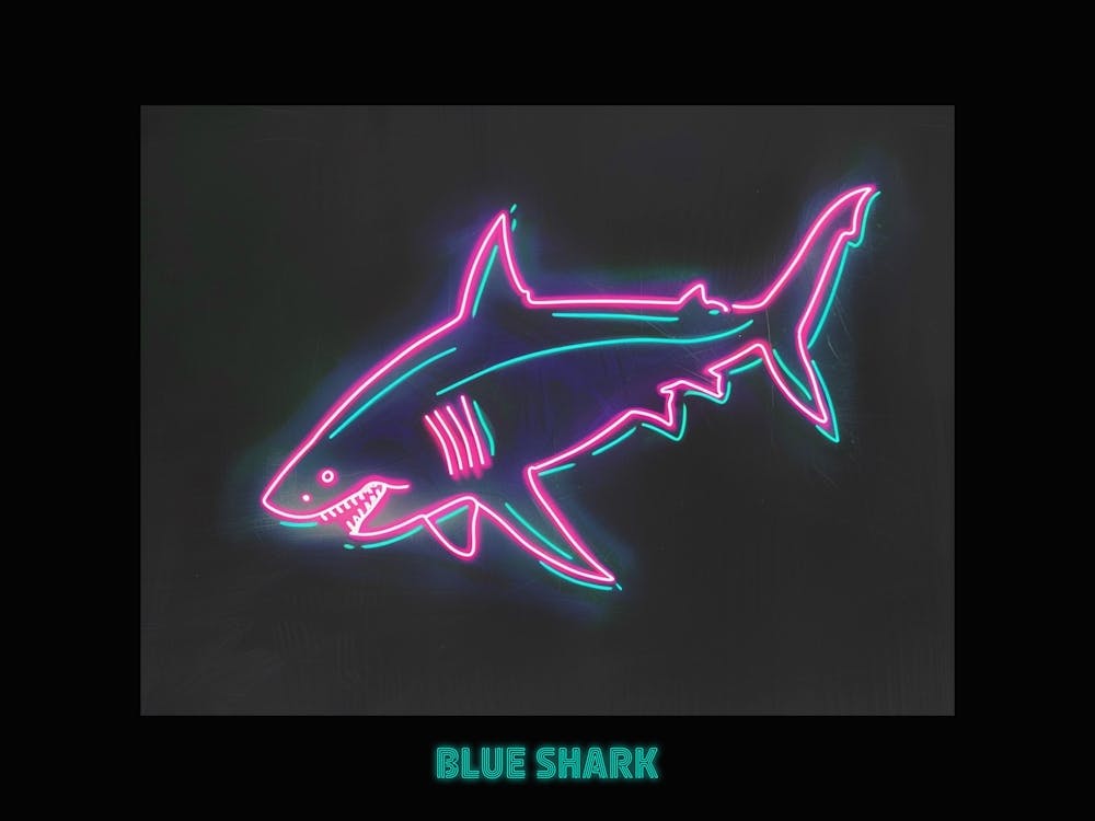 Neon Pastel Pink Blue Shark 5 Poster Art Print by Energy of the Sea – Fy!