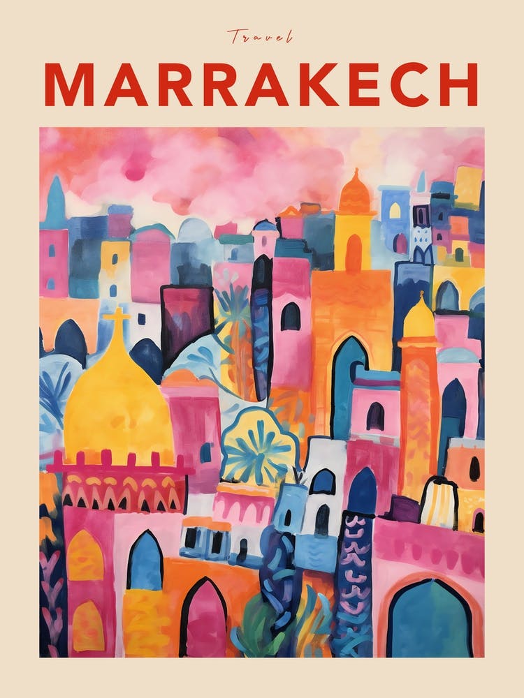 Marrakech Morocco 6 Fauvist Travel Poster Art Print by MedArt – Fy!
