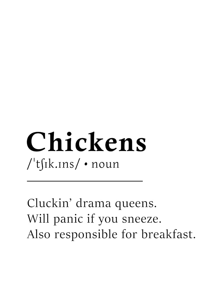 Chickens Definition Poster - Dictionary Art Print by Fy!