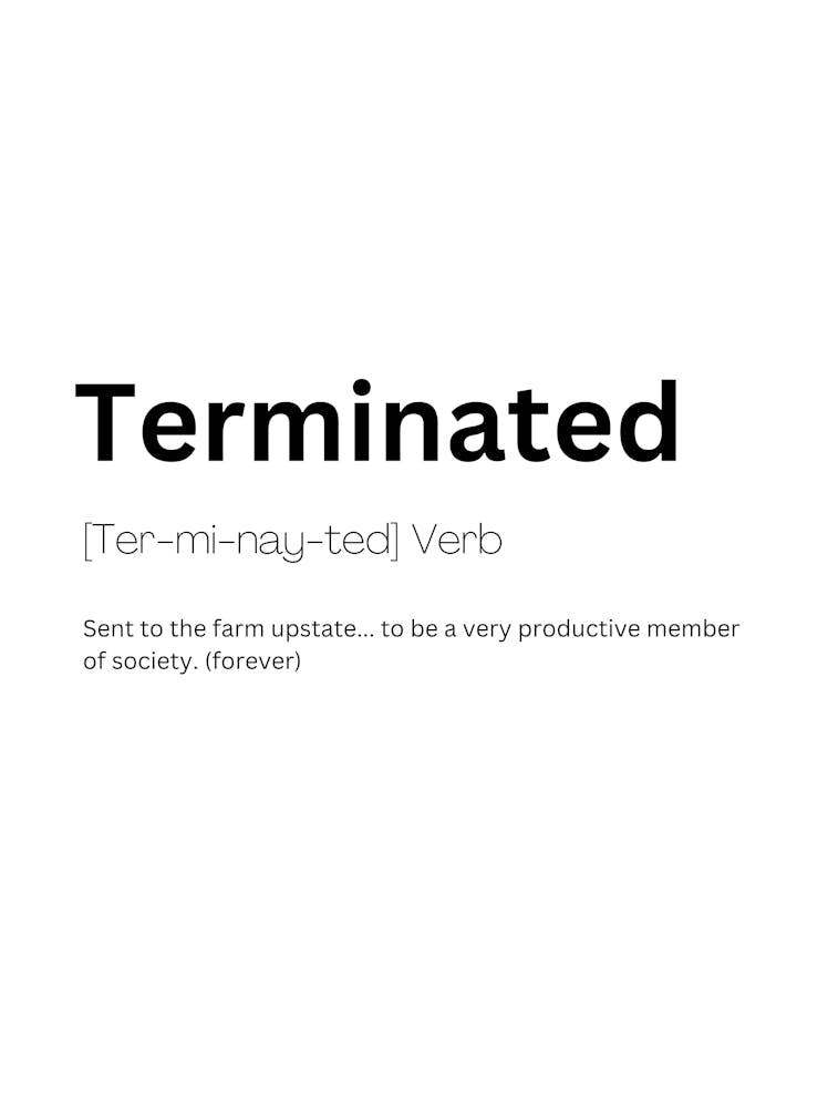 Terminated Definition Meaning Art Print by Kaigozen – Fy!