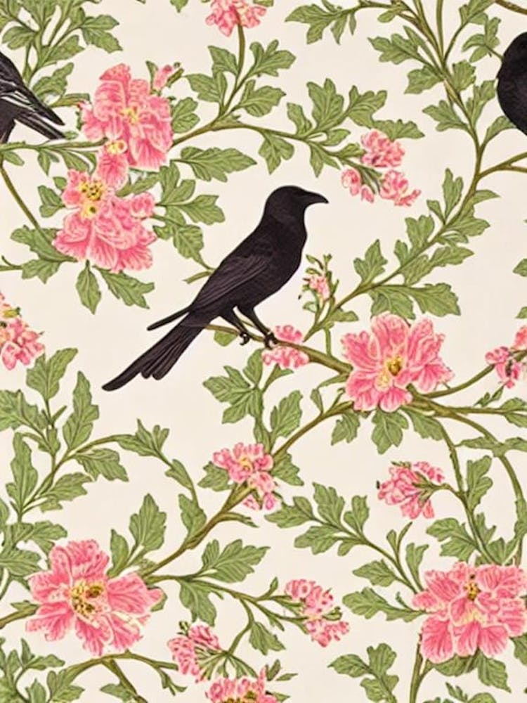 Raven William Morris Style Bird Art Print by Featherline – Fy!