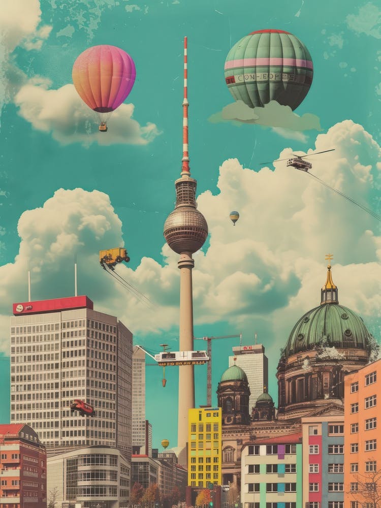 Berlin Retro Collage Style 3 Art Print by Cityscape Art Co. – Fy!