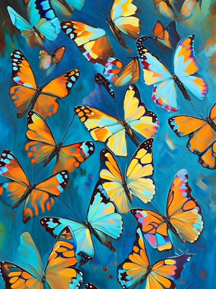 Butterflies Repeat Pattern Oil Painting 1 Art Print by Papillon Prints ...