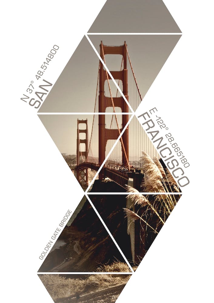 San Francisco Golden Gate Bridge Coordinates Art Print by Melanie Viola ...