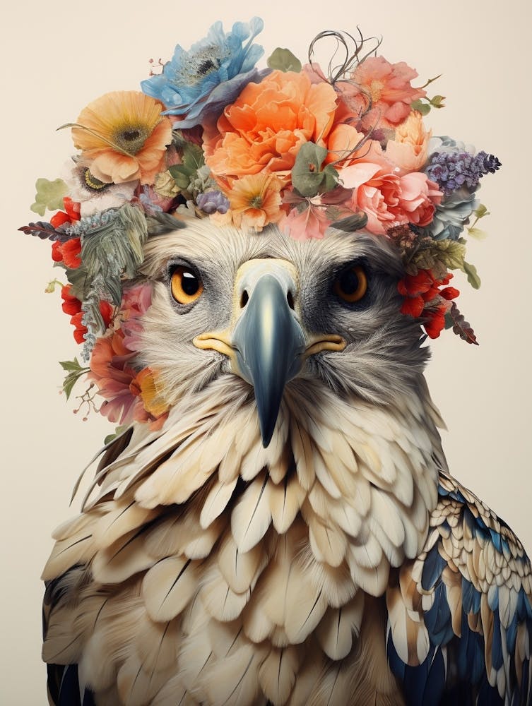 Bird With A Flower Crown Hawk 3 Art Print by Feathered Muse – Fy!