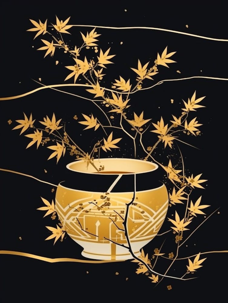 Kintsugi Golden Repair Japanese Style 10 Art Print by PixelPerfect – Fy!