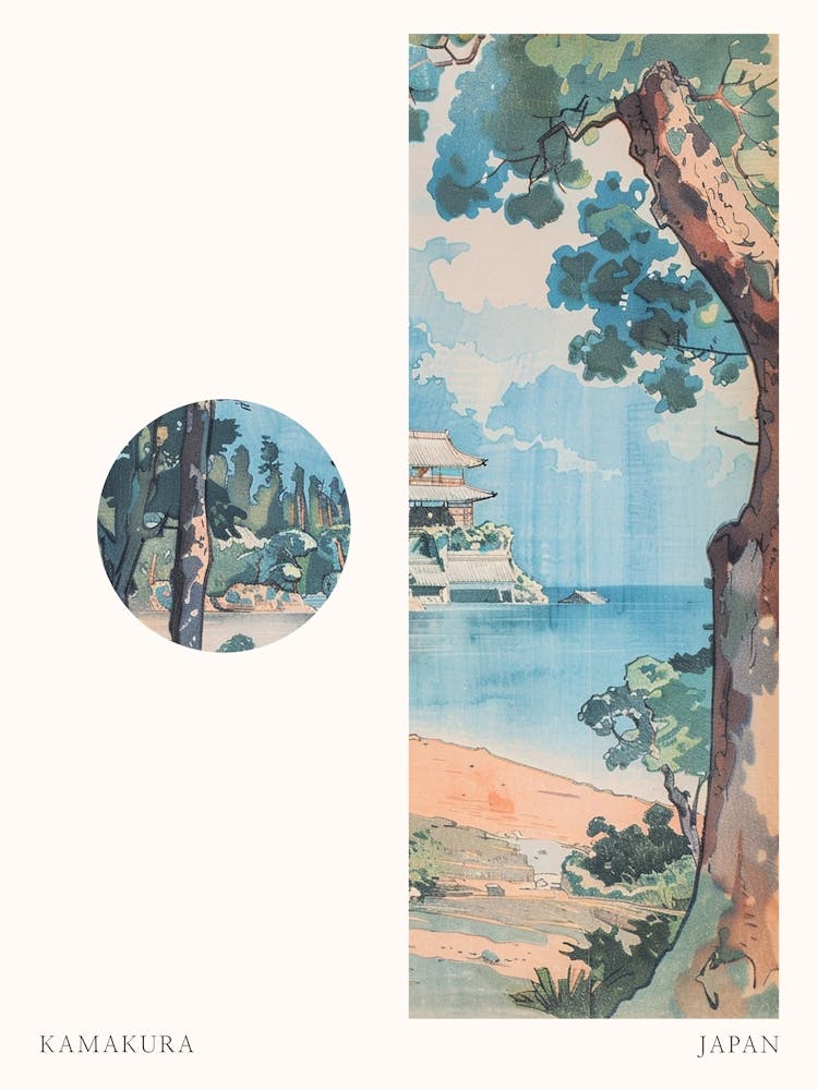 Kamakura Japan 2 Cut Out Travel Poster Art Print by Japan Journey – Fy!