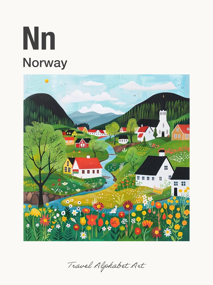 Kids Travel Alphabet Norway 4 Art Print by Scribble Studio – Fy!
