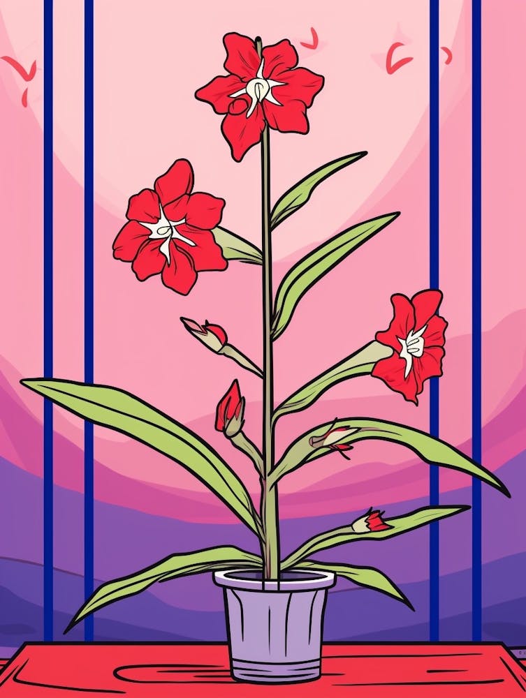 Pink And Red Plant Illustration Spiderwort 4 Art Print by Botanic ...