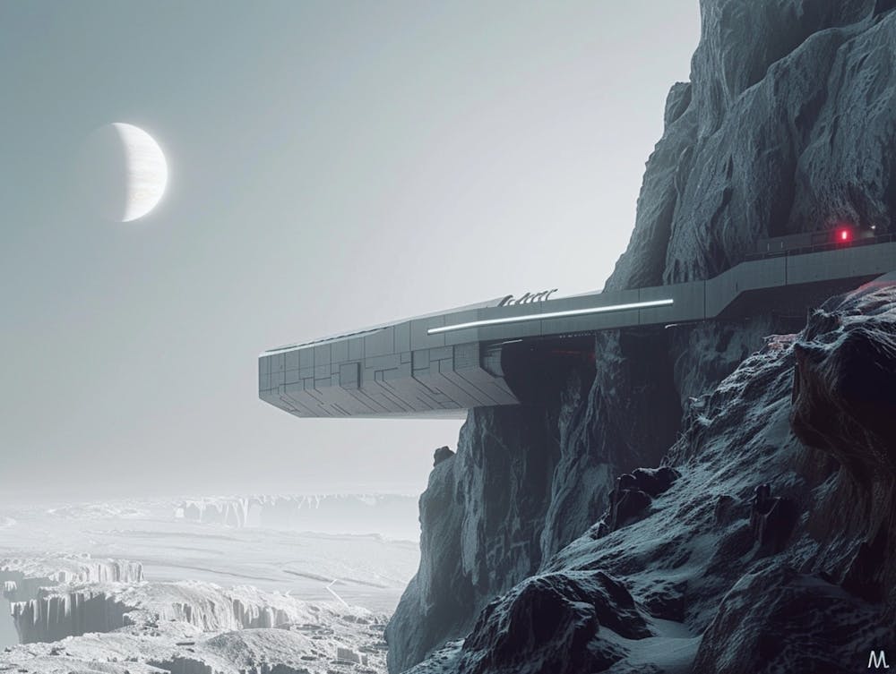 Bond Villain Lair In A Side Of A Cliff, Ultramodern Space Base, On The ...