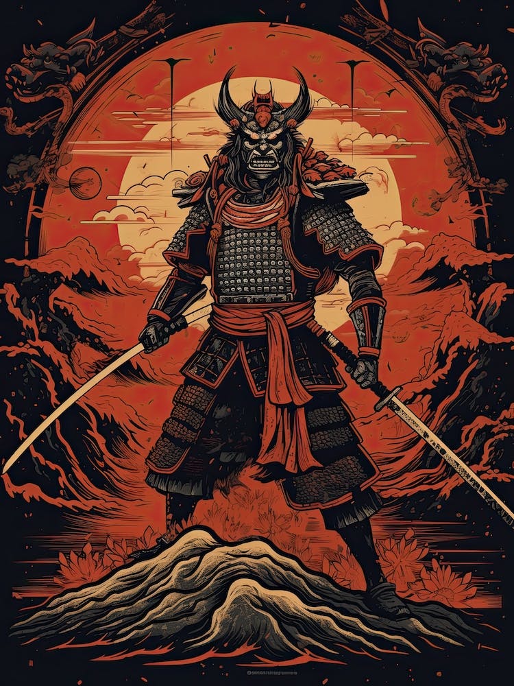 Samurai Rinpa School Style Illustration 6 Art Print by Blade and Brush ...