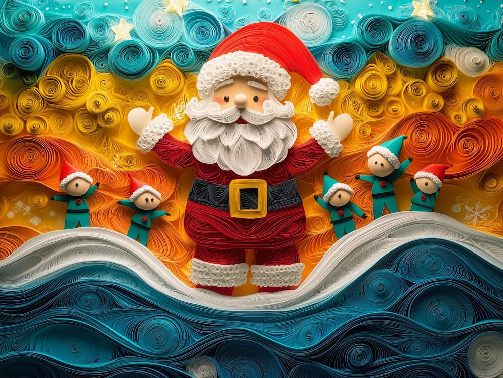 Paper Quilling Santa Claus and Elves II Art Print by der Mumpitz – Fy!