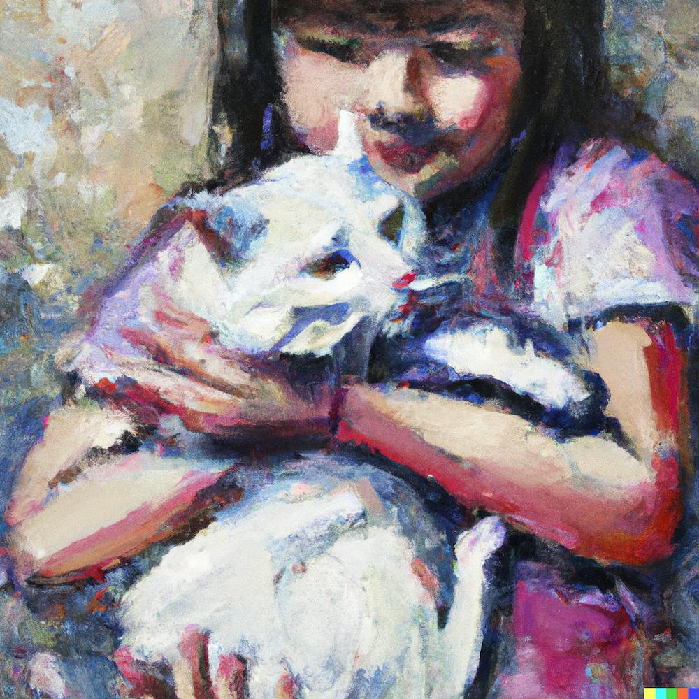 Pitty girl with kitty cat Art Print by Bharathraj – Fy!