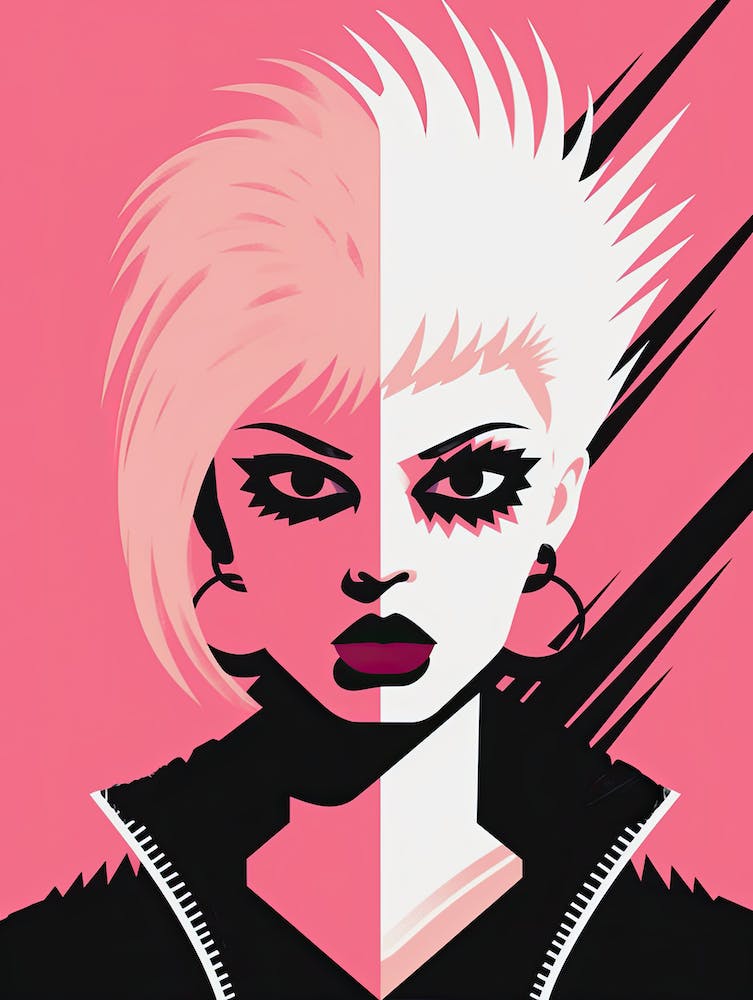 Pink Rebellion: Minimalist Punk Chic Art Print by Art-Syndicate – Fy!