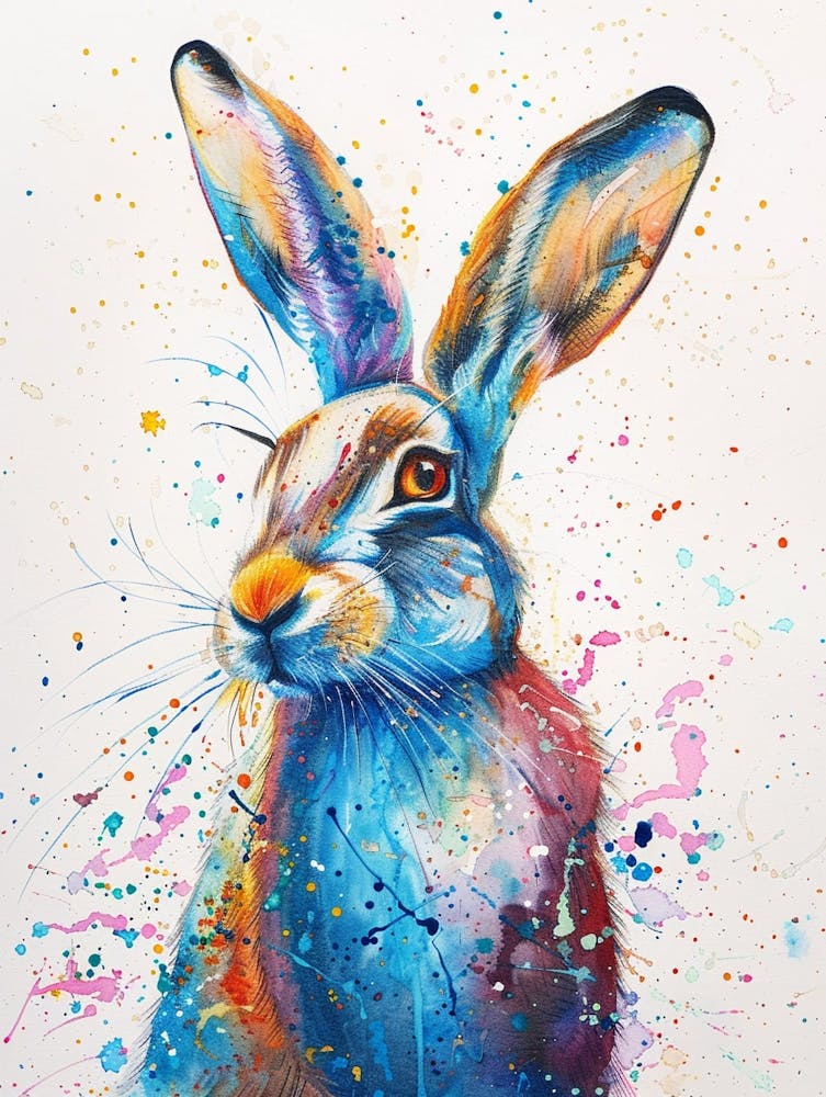 Arctic Hare Colourful Watercolour 2 Art Print by Critter Crafts – Fy!