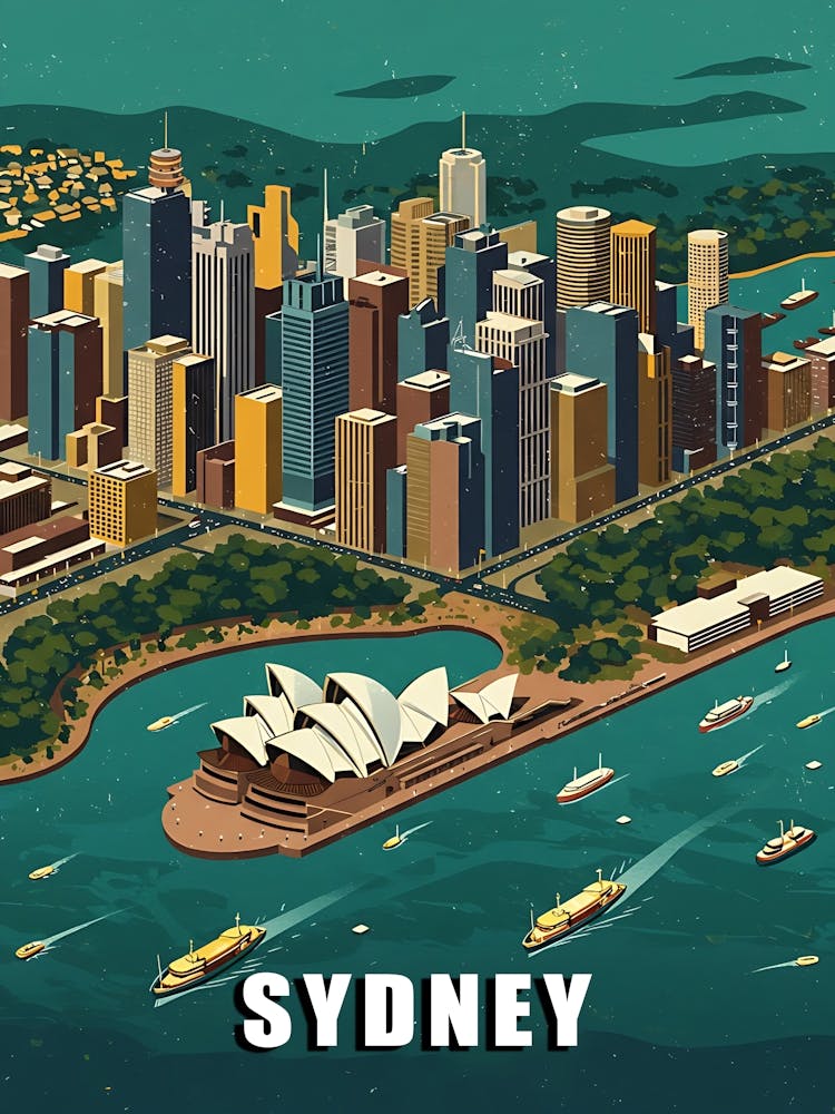 Sydney Vintage Travel Poster 40 Art Print by Mihir Mojumdar – Fy!