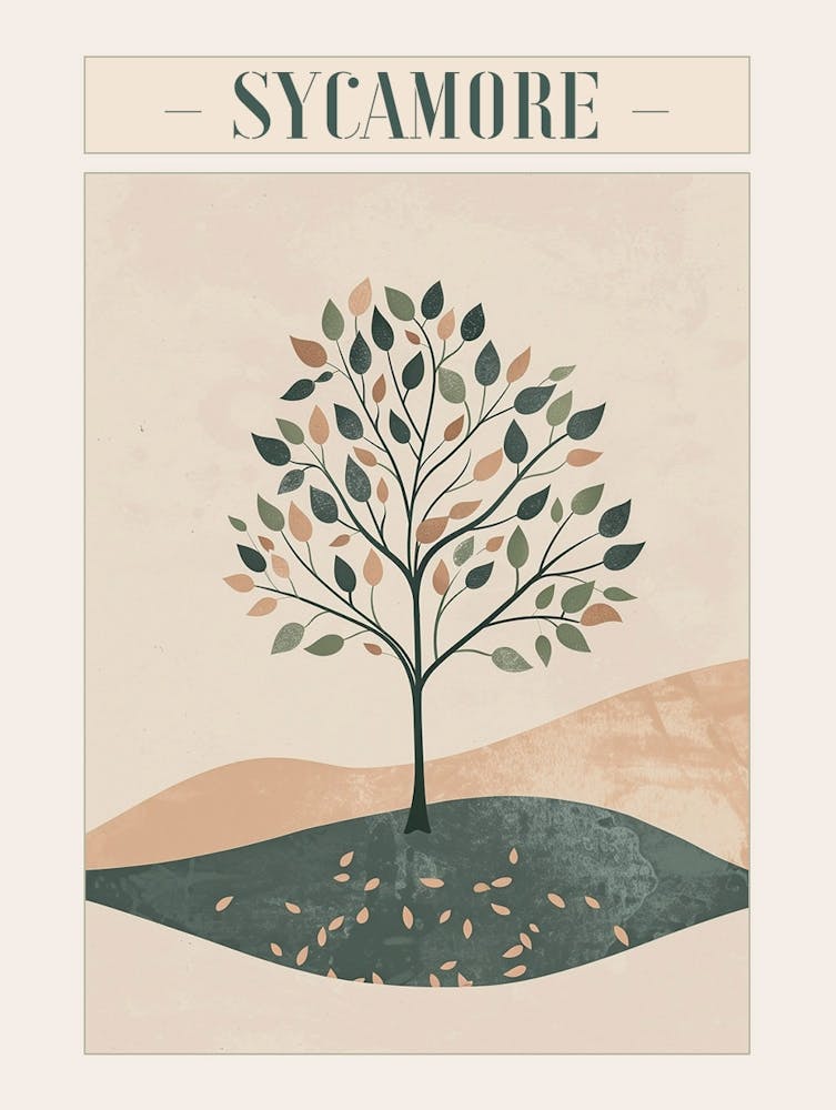 Sycamore Tree Minimal Japandi Illustration 1 Poster Art Print by Bough ...