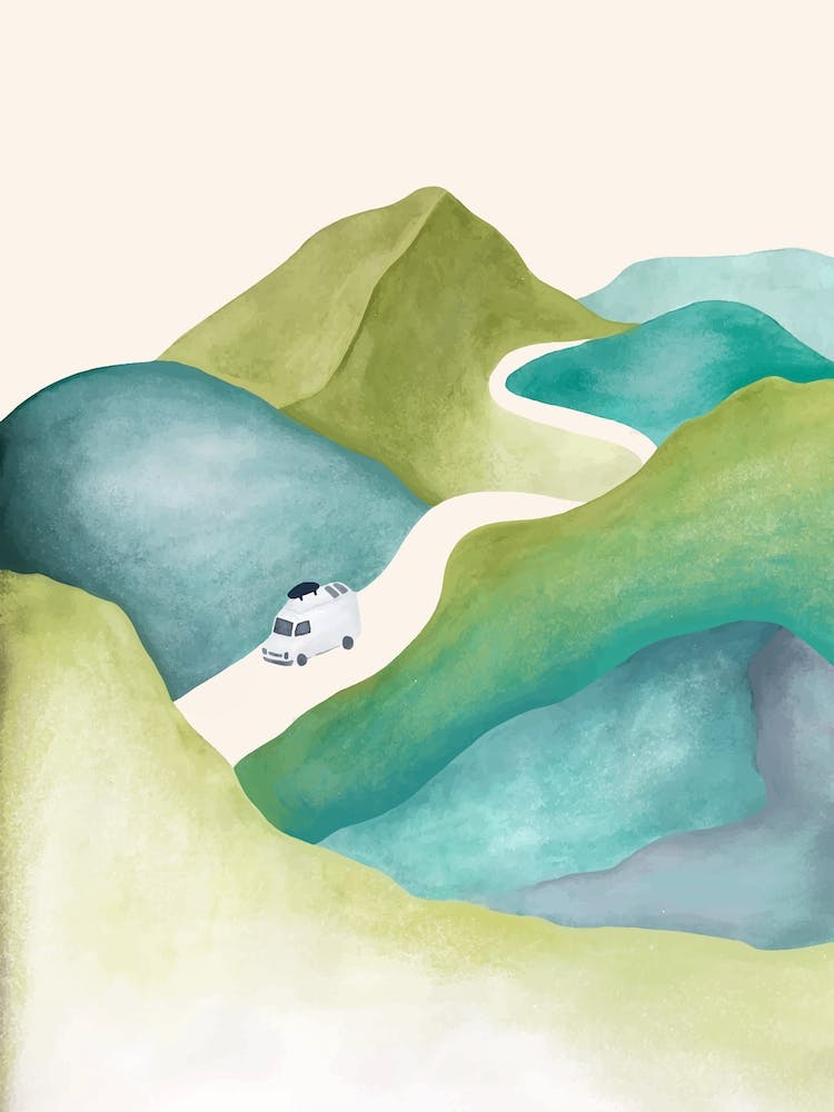 Mountain Road Trip Art Print by Firko Studio – Fy!