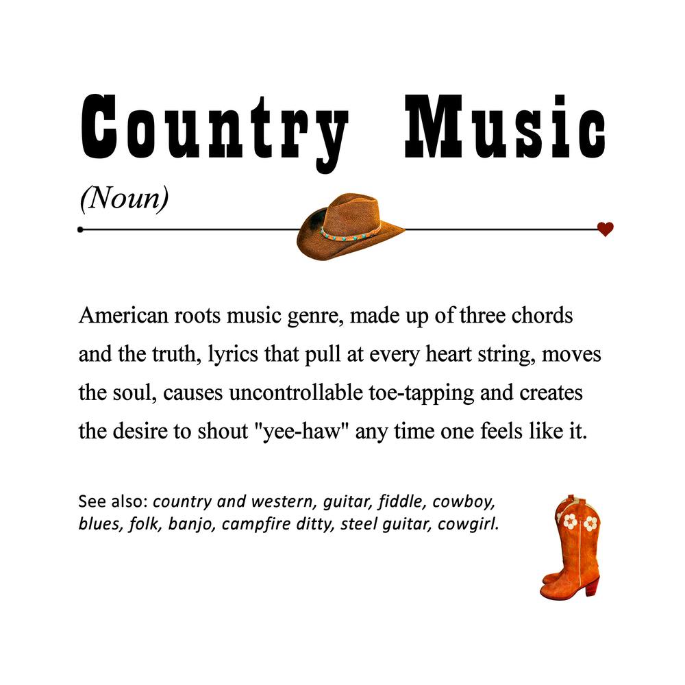 Country Music Meaning Dictionary Style Art Print by Altered Images ...