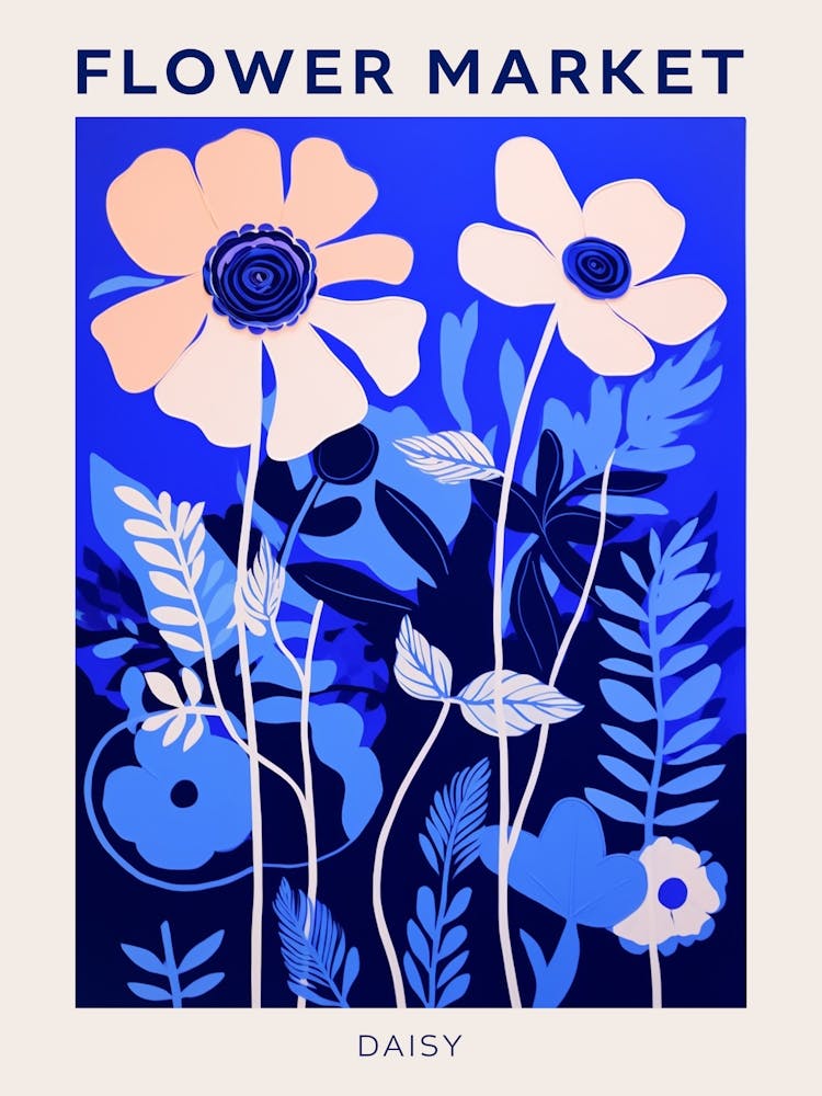 Blue Flower Market Poster Daisy 3 Art Print by Botanic Studio – Fy!