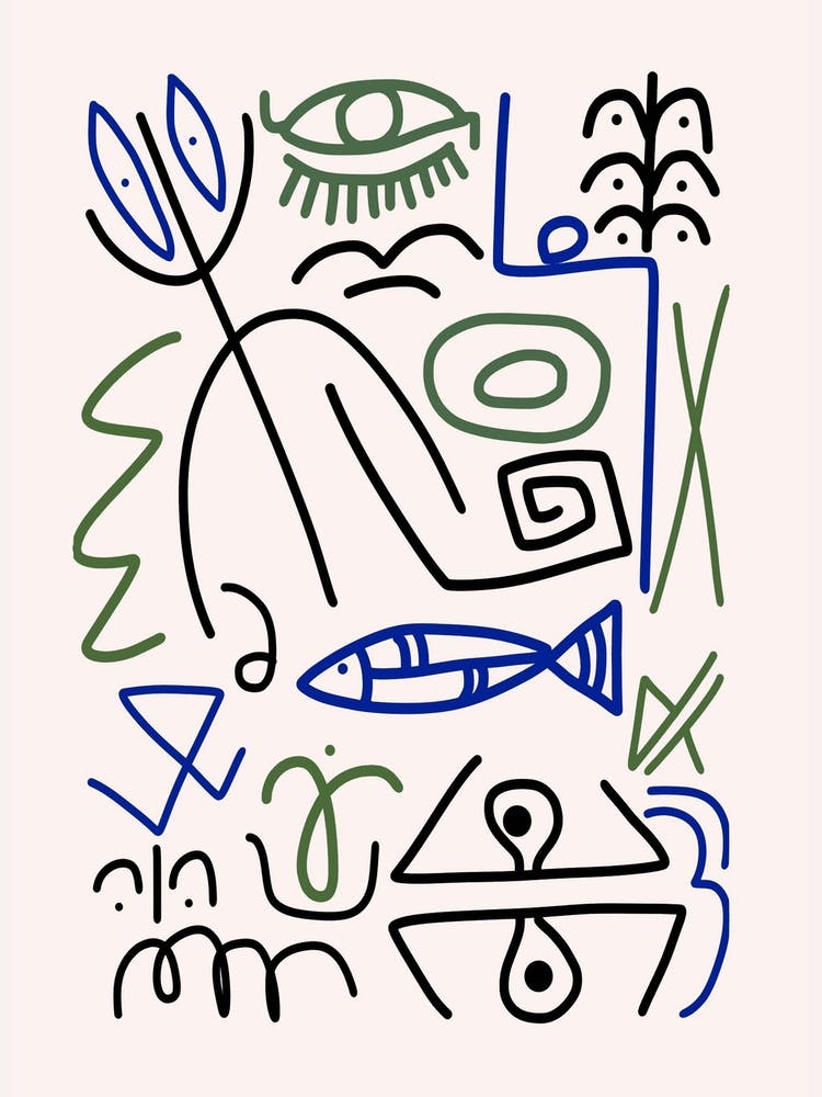 Line Art Bizarre Fishing Symbol Art Print by Little Dean – Fy!