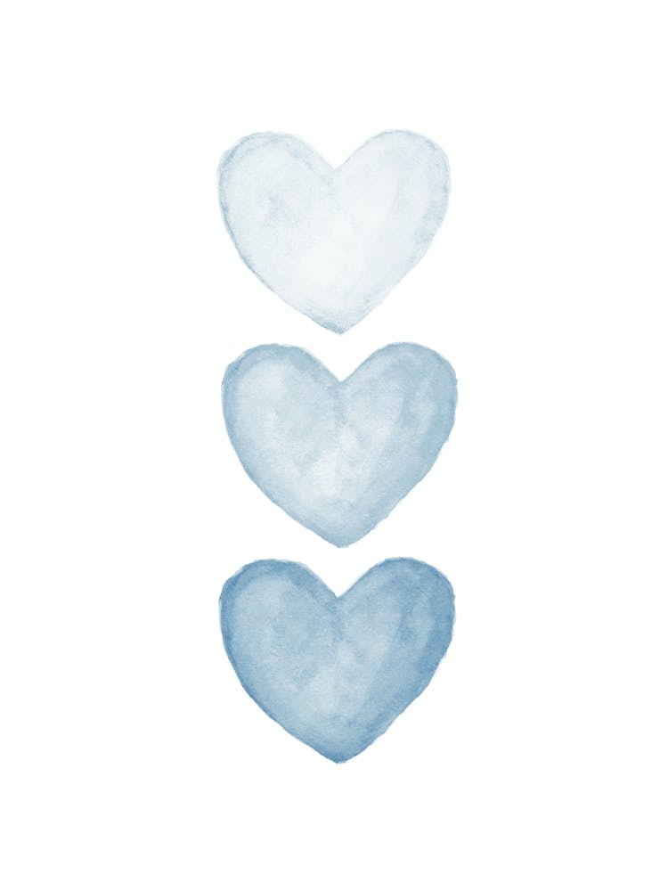 Three Blue Hearts Art Print by Szafranscy Art Studio – Fy!