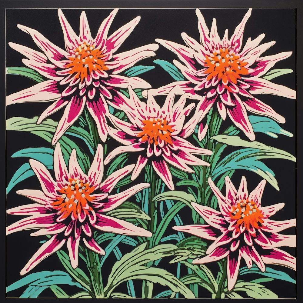 Edelweiss 3 Pop Art Illustration Square Art Print by Botanic Studio – Fy!