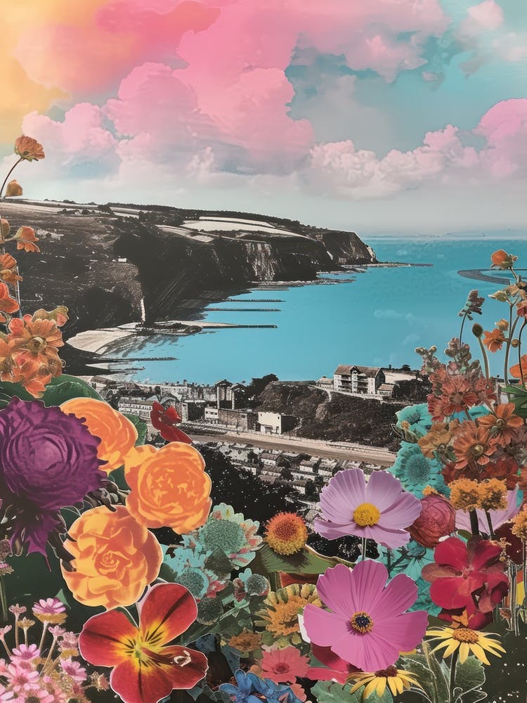 Devon Floral Retro Collage Style 1 Art Print by Cityscape Art Co. – Fy!