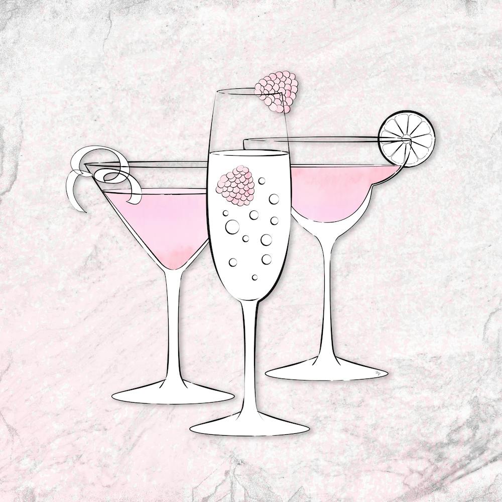 Pink Cocktail Glasses Art Print by Martina – Fy!