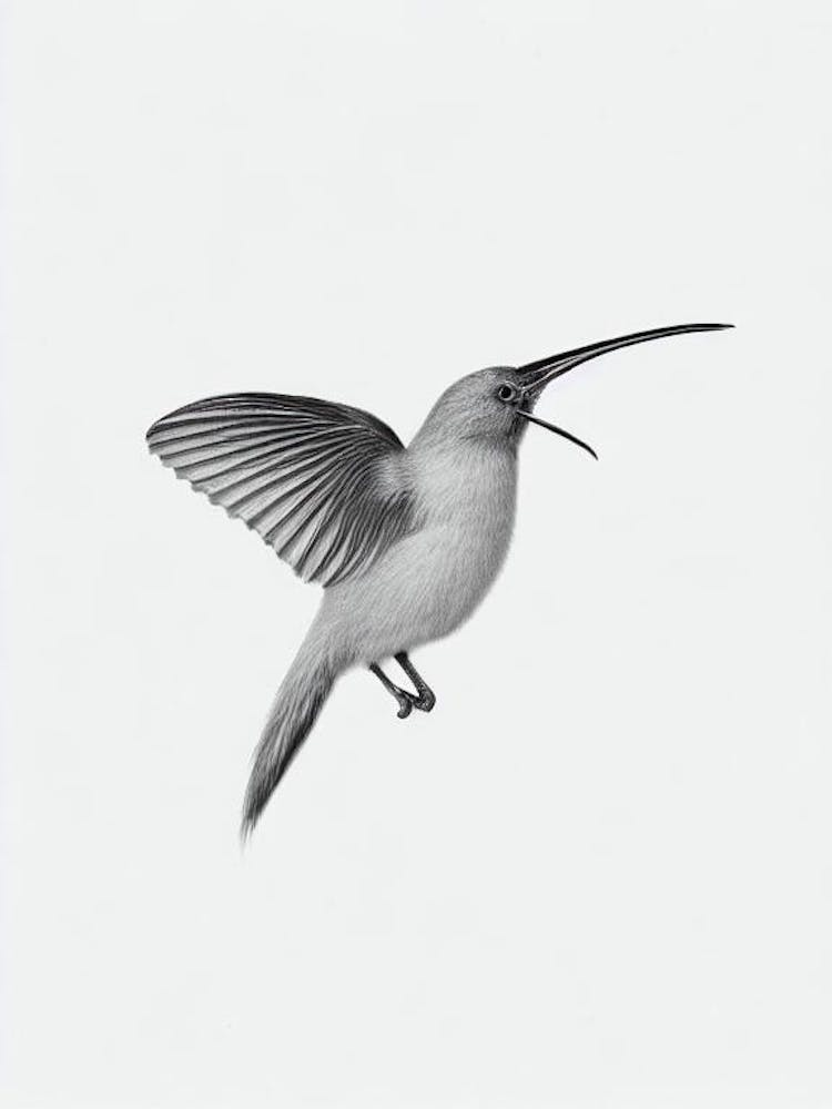 Kiwi B&W Pencil Drawing 1 Bird Art Print by Featherline – Fy!