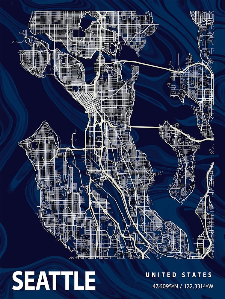 Seattle Crocus Marble Map Art Print by Anwir – Fy!
