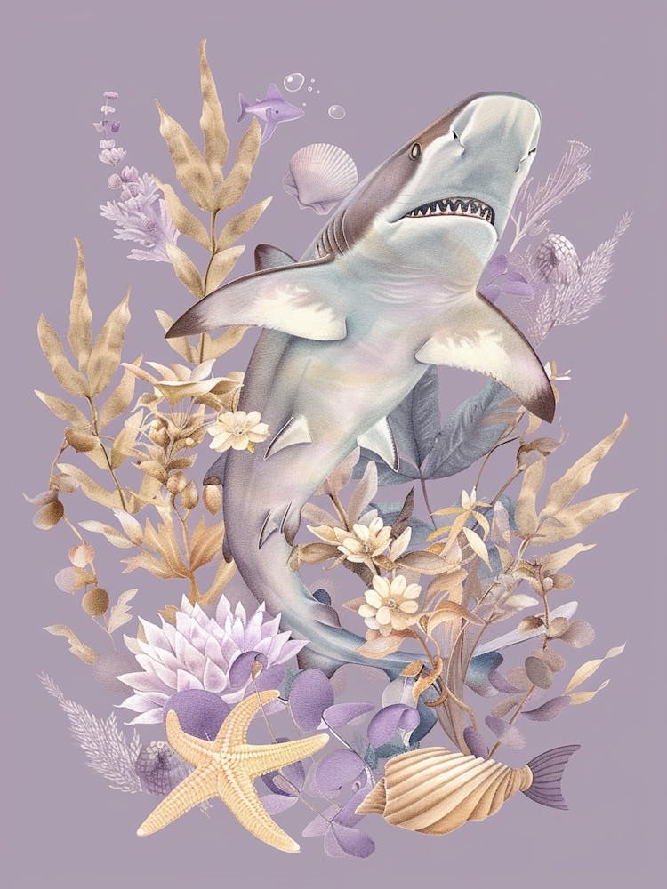 Purple Dogfish Shark Illustration 2 Art Print by Energy of the Sea – Fy!