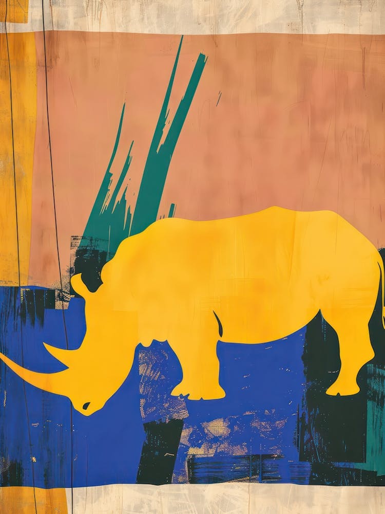 Rhino 3 Cut Out Collage Art Print by ArtEra Creations – Fy!