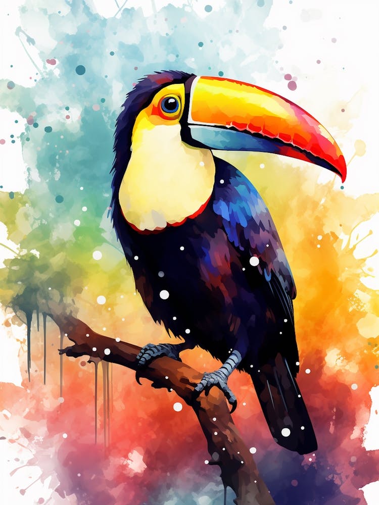 Colourful Watercolour Toucan 6 Art Print by Featherline – Fy!