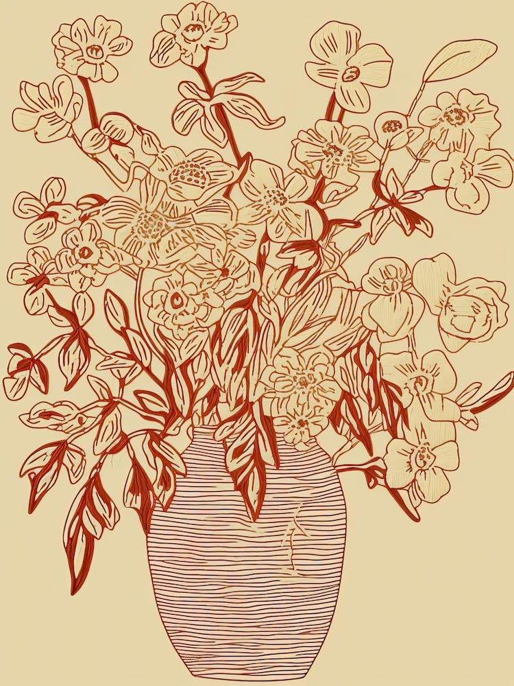 Floral Still Life Sketch Line Art 9 Art Print by Fusion Designs – Fy!