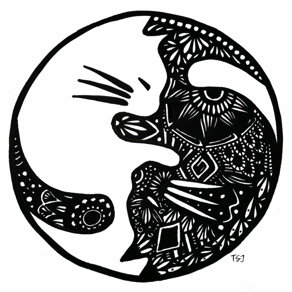 Yin Yang Kitty Art Print by Rising Moon Studio – Fy!