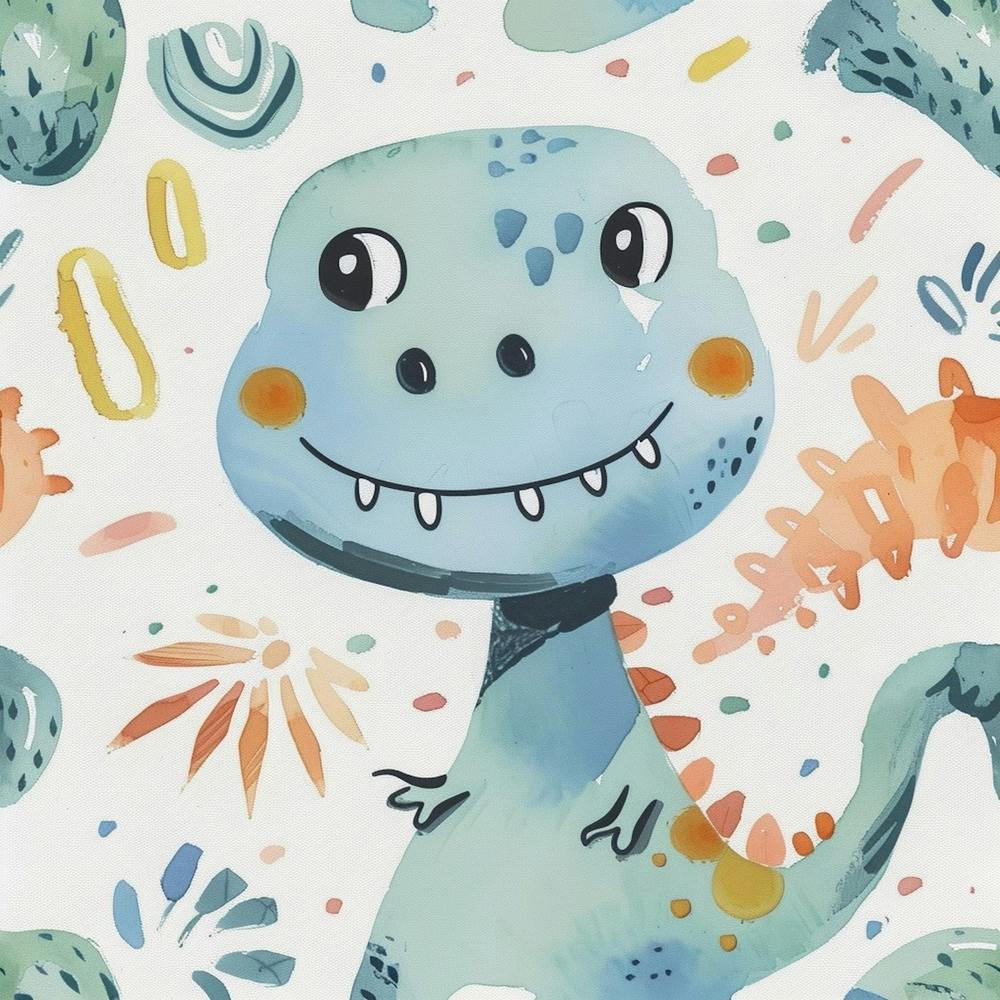 Cute Muted Pastels Tyrannosaurus Rex Dinosaur 3 Art Print by Dino ...