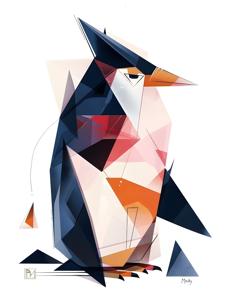 Penguin, Minimalism, Cubism Art Print by Moisky – Fy!