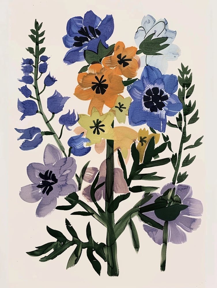 Painted Florals Larkspur 3 Art Print by Botanic Studio – Fy!
