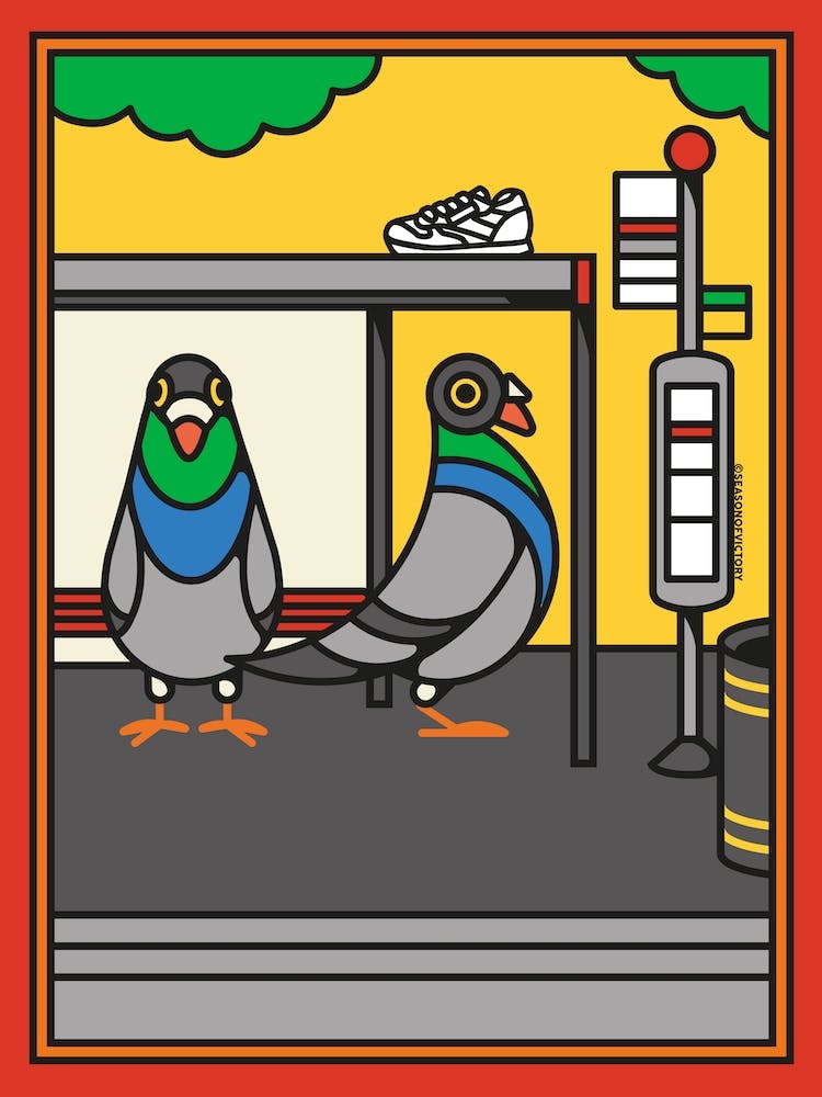 London Pigeons At The Bus Stop Art Print by SEASONOFVICTORY – Fy!