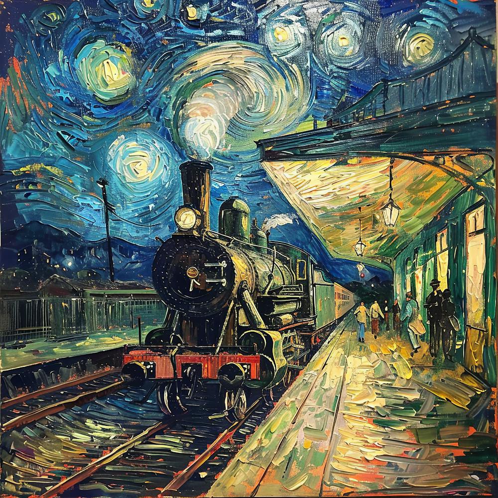 Van Gogh Style: Rail Station at Arles. Art Print by David Miller – Fy!