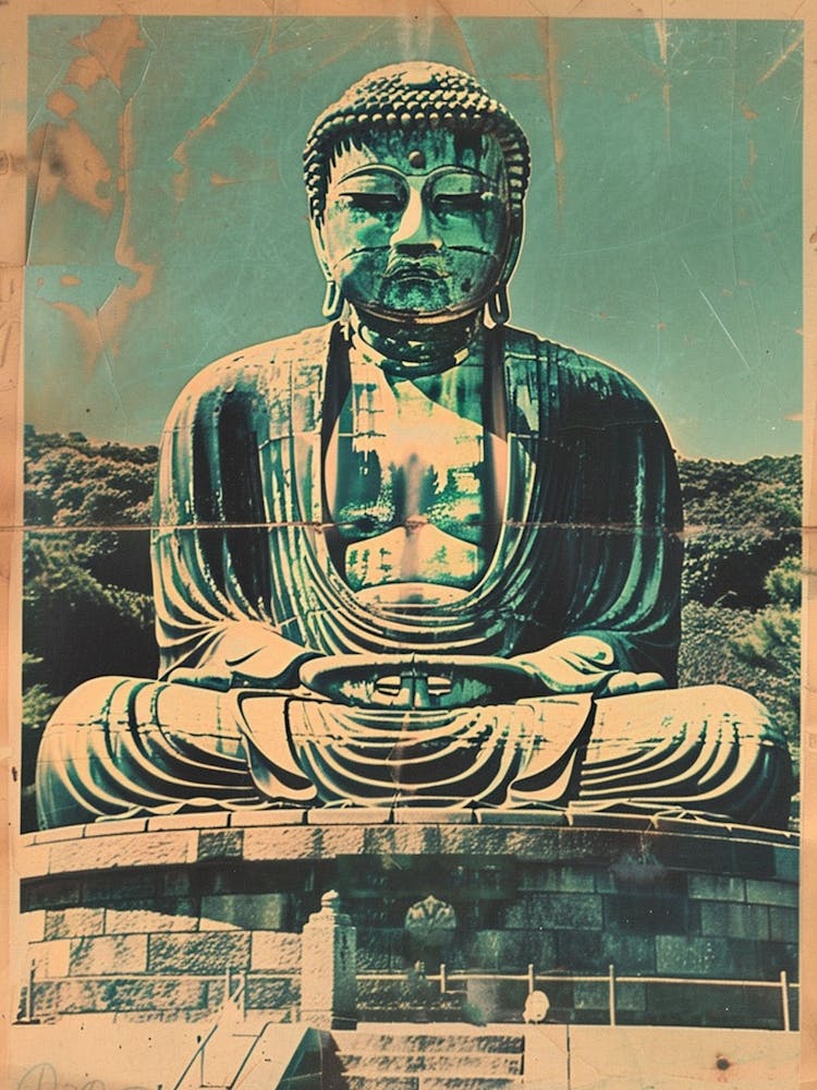 Great Buddha Of Kamakura Mid Century Modern 3 Art Print by Japan ...