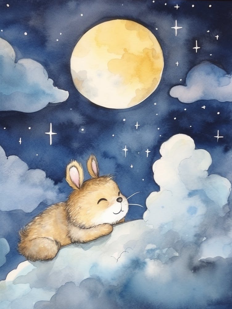 Baby Chipmunk 5 Sleeping In The Clouds Art Print by Scribble Studio – Fy!