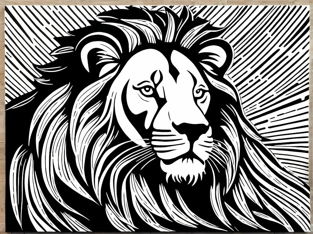 Lion Linocut Sketch Black And White art, animal art, 158 Art Print by ...