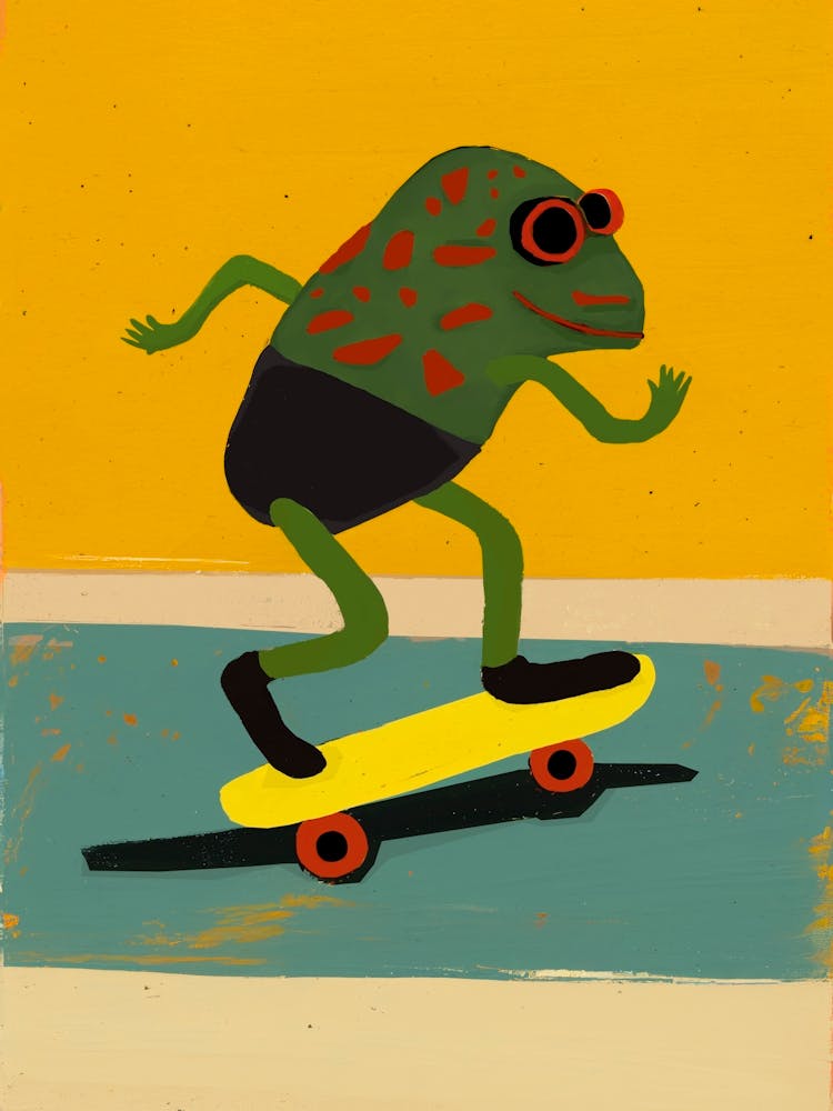 Skating Frog Art Print by Treechild – Fy!