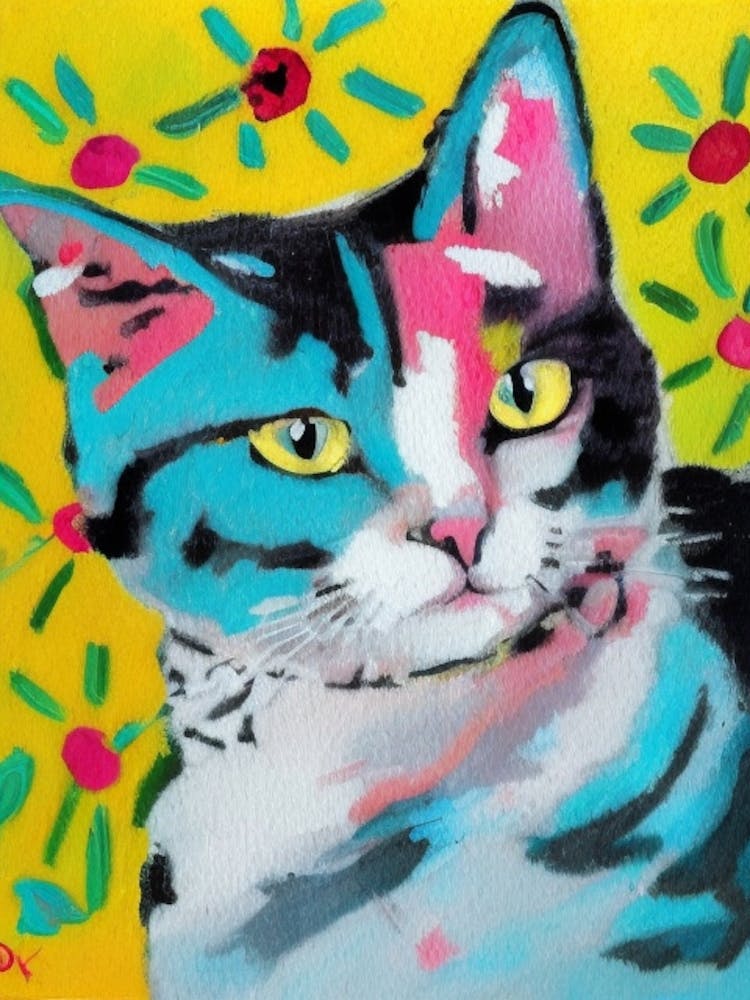 Yellow FLower Cat Art Print by Bethany Guelbert – Fy!