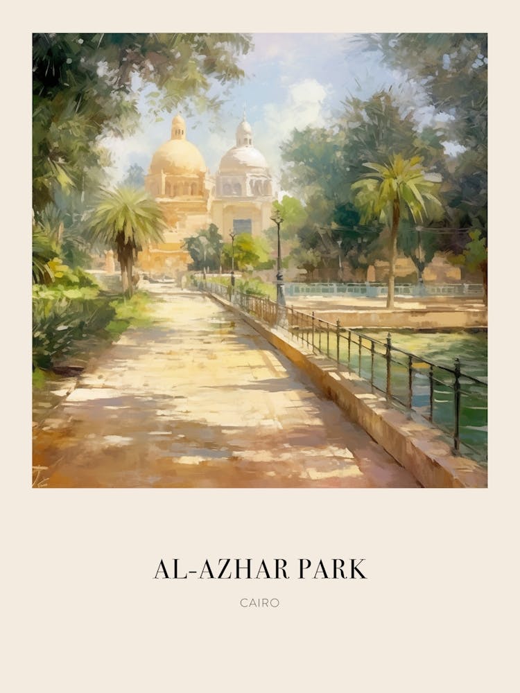 Al Azhar Park Cairo Egypt Vintage Cezanne Inspired Poster Art Print by ...