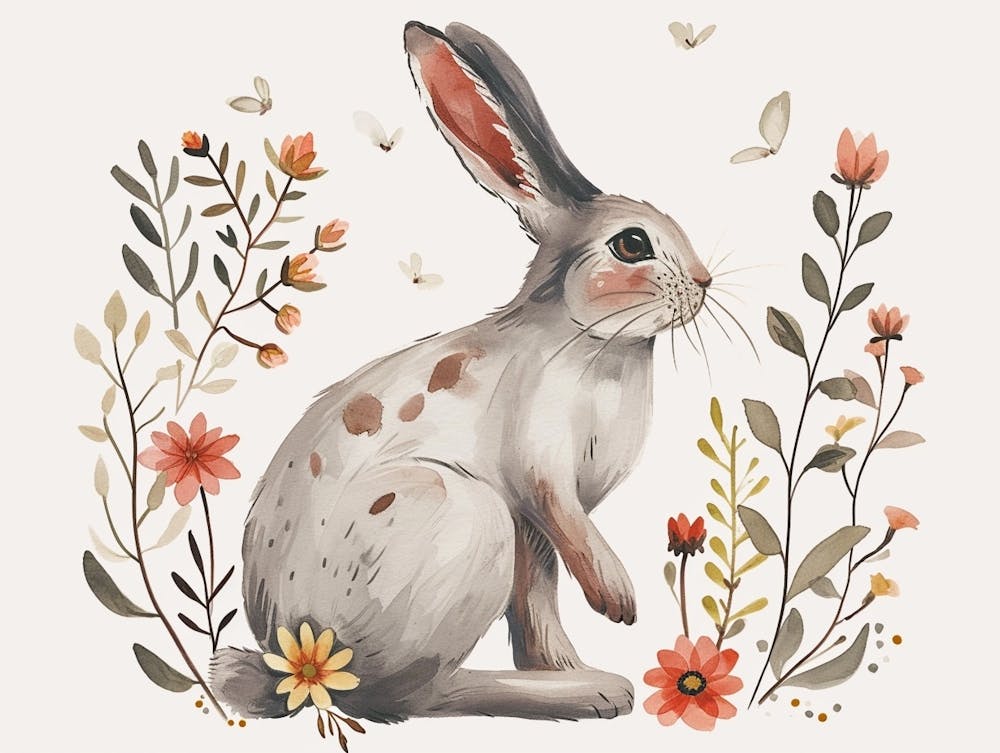 Little Floral Arctic Hare 4 Art Print by Scribble Studio – Fy!